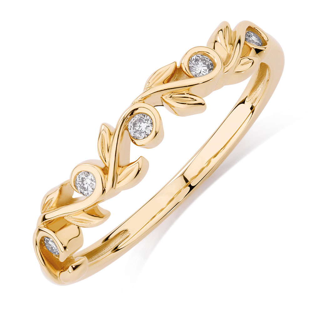 Diamond Set 10ct Yellow Gold Leaf Stack Ring Diamond Set 10ct Yellow Gold Leaf Stack Ring